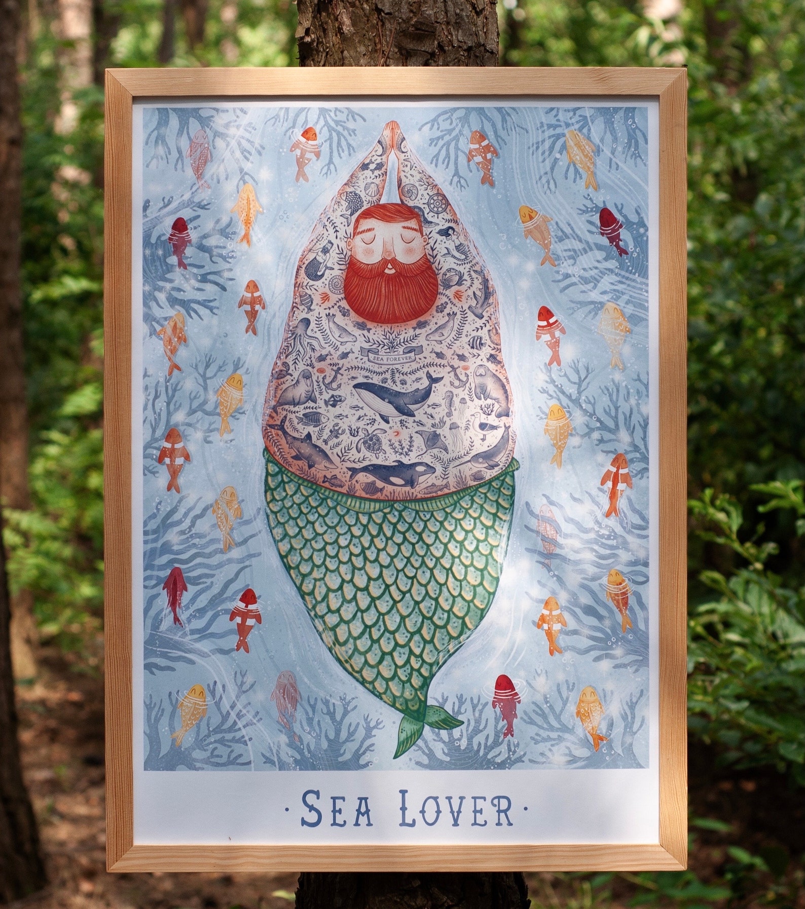Sea Lover - Merman Print - Home Decor, Beach House Mermaid Artwork ...