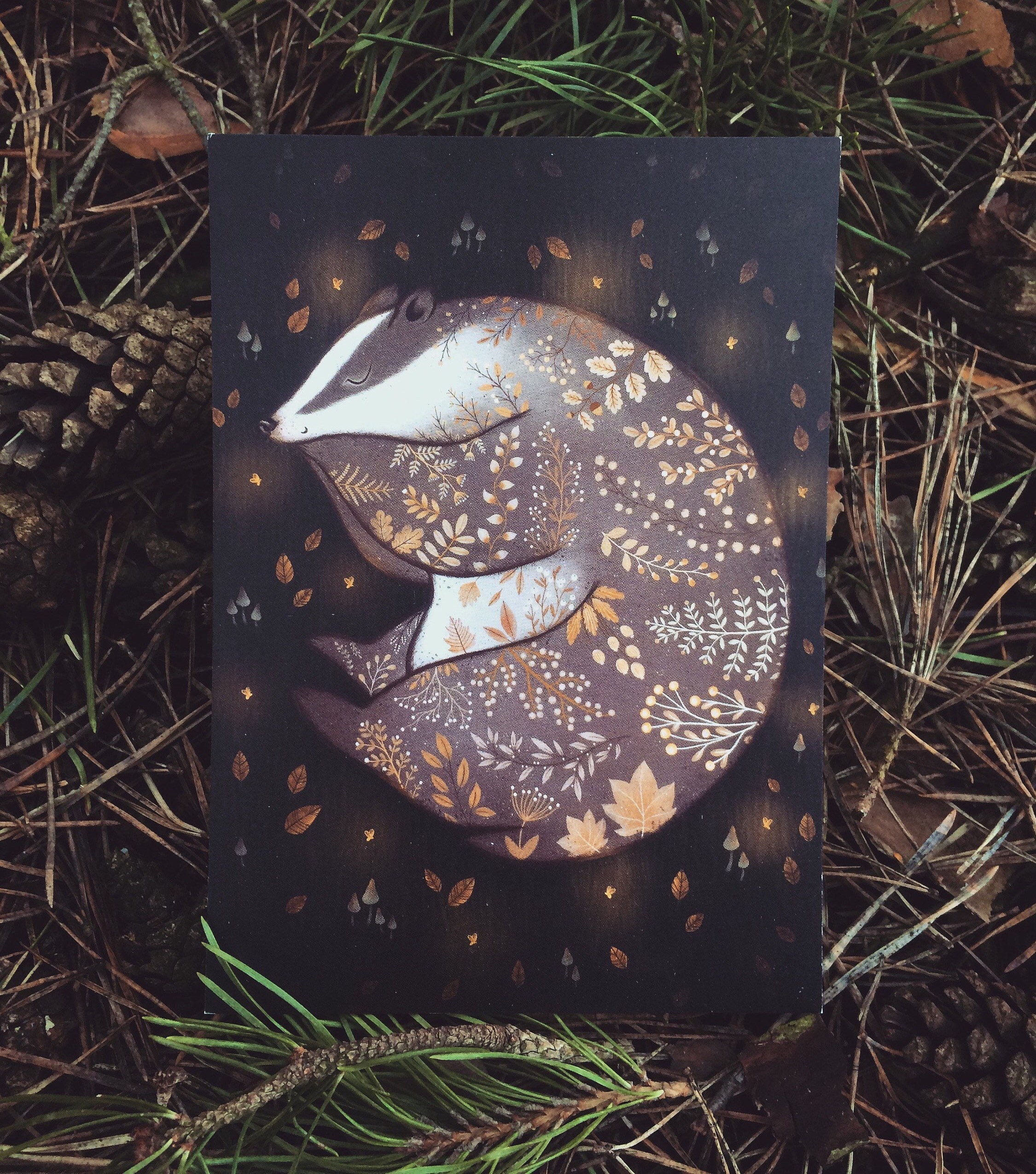 Sleeping Badger Card Woodland Animal Greeting Card Gift - Etsy