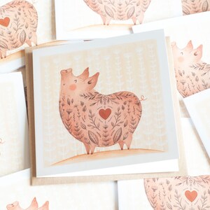 Pig Gift Card - Greeting Birthday Card, Animal Gift Card, Piglet, Piggy ...