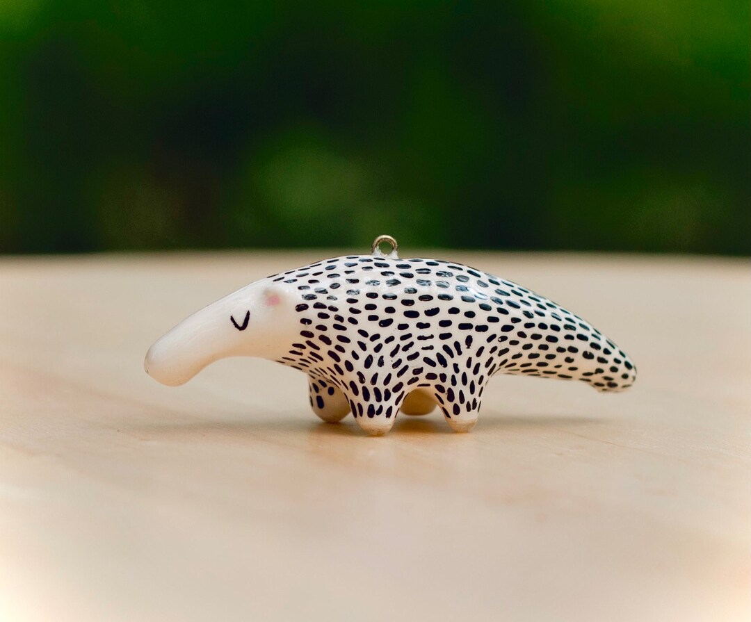 Anteater Pendant - Polymer Clay Figurine Animal Charm Necklace Totem ...