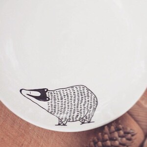 Badger Dessert Plate - Hand-painted Ceramic Dish, Porcelain Side Plate ...