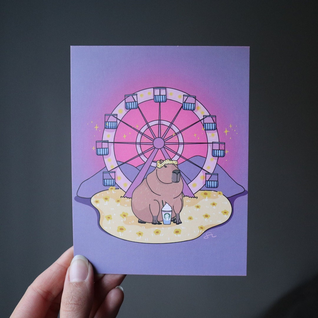 Capybara Art Print | Cute Animal Art Print | Postcards | Coachella ...