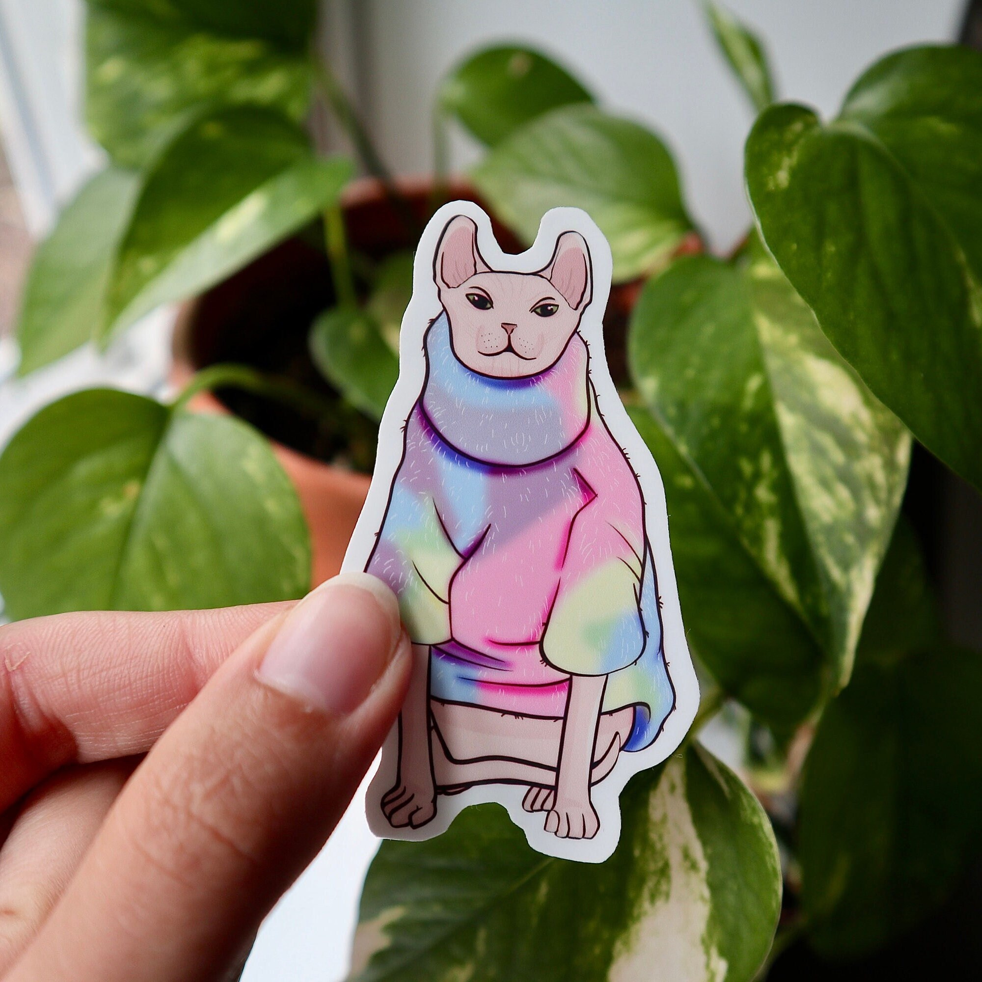 Rainbow Sphynx Cat Cat Sticker Funny Cat Sticker Journaling, Notebook ...