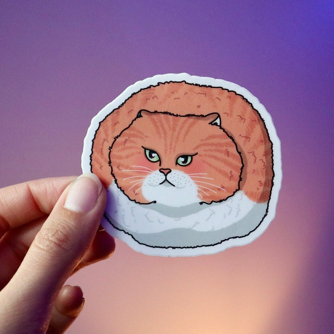 Whimsical Cat Meme Waterproof Sticker - Great for Cat Enthusiasts ...