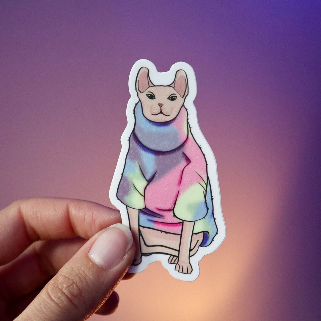 Rainbow Sphynx Cat | Cat Sticker | Funny Cat Sticker | Journaling ...