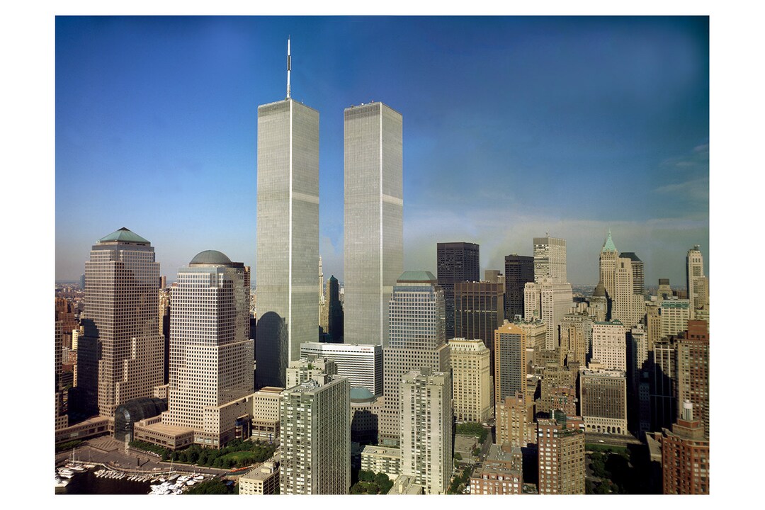 Lower Manhattan Skyline With World Trade Center Towers - 2001 - Vintage ...
