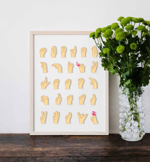 ASL Alphabet Illustration Hand Drawn Sign Language Art Print - Etsy
