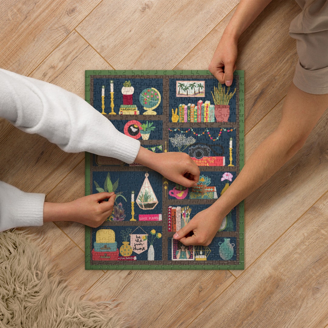 520 Piece Boho Bookshelf Puzzle | Colorful Art Puzzle | Book Lover ...