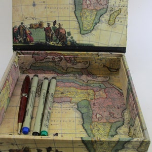 Decorative Box Antique African Map, Remote Control Box, Desk Accessory ...