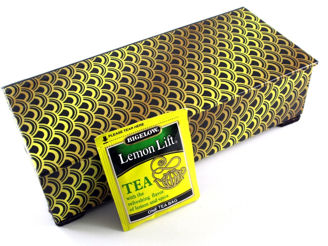 Decorative Tea Box in Black and Gold Art Deco Design, Tea Storage With ...