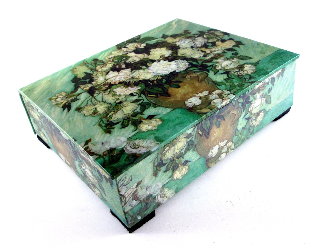 Tea Box Covered in Vincent Van Gogh Floral Still Life Print, Tea Chest ...