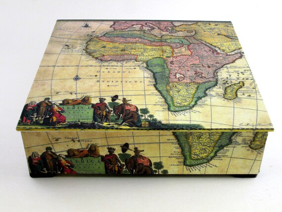 Decorative Box Antique African Map Remote Control Box Desk | Etsy