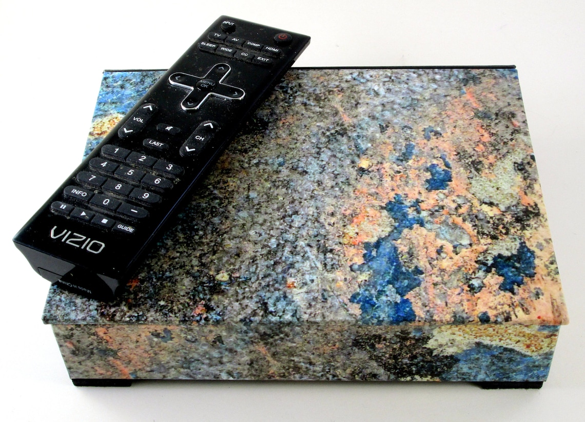 Decorative Box Covered in Colorful Stone Look Box for Remote - Etsy