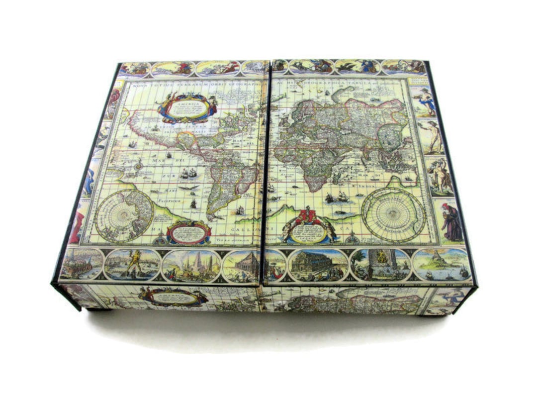Desk Oganizer Antique World Map, Desk Accessories, Office Accesories ...