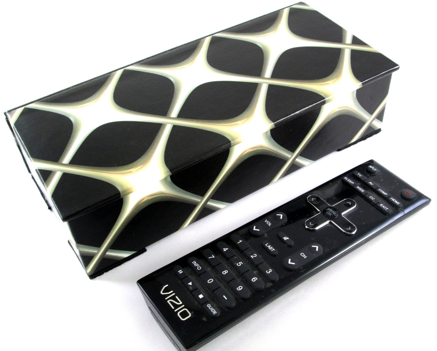 Decorative Box, Remote Control Storage Box, Art Deco Design in Black ...