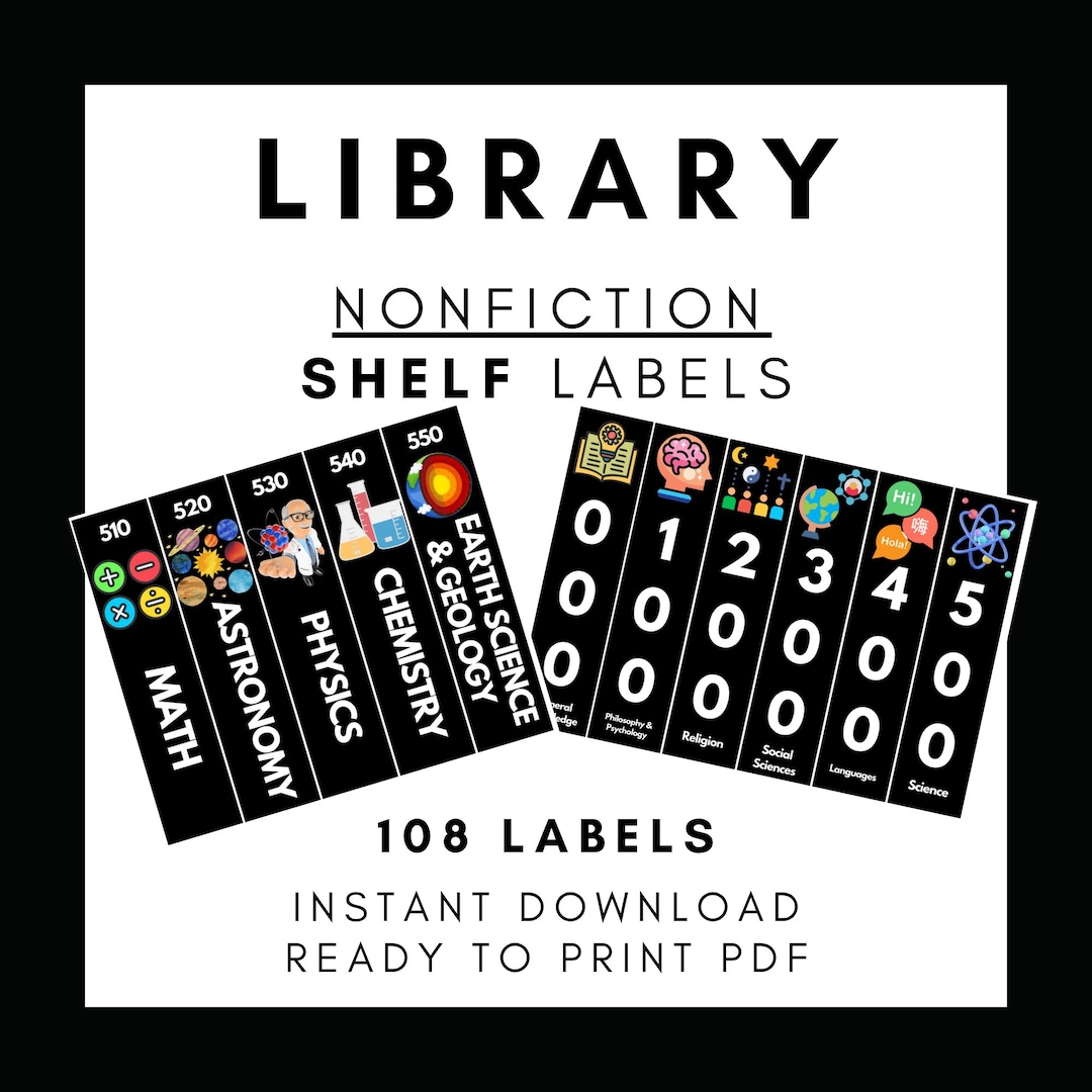 Nonfiction Dewey Shelf Labels - Etsy