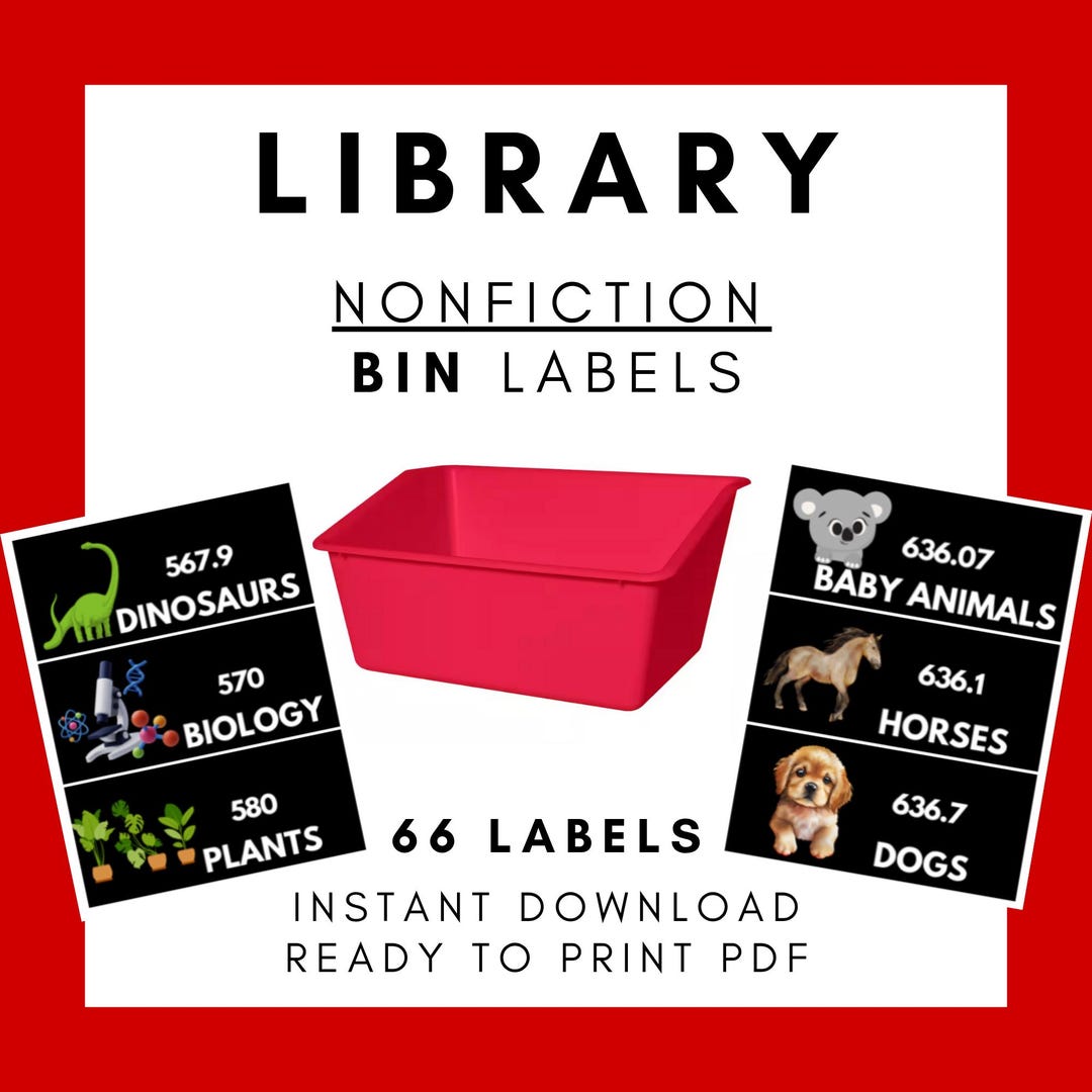 Nonfiction Dewey Bin Labels - Etsy