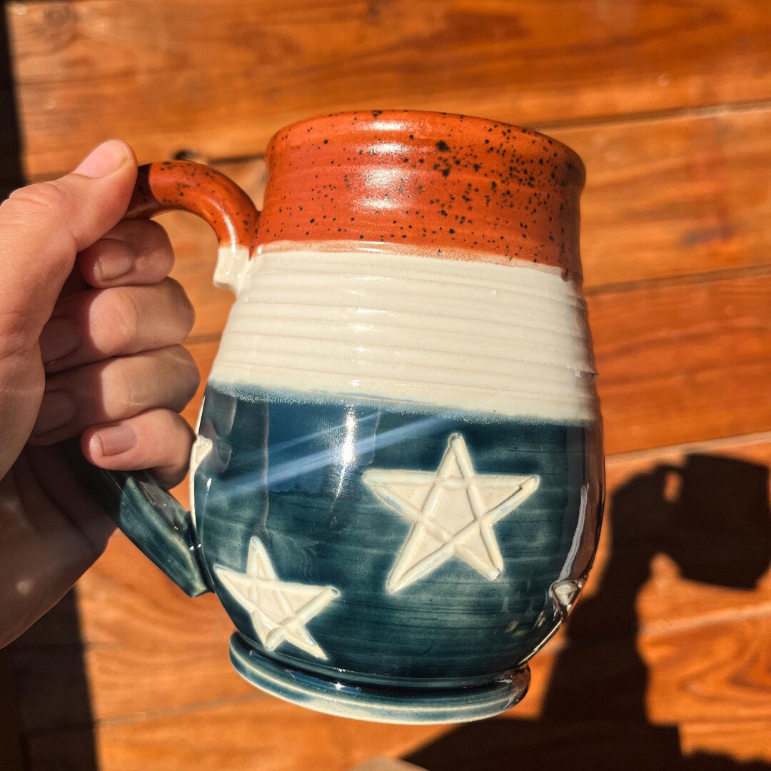 USA Flag Ceramic Mug | Patriotic Handmade Mug | USA Mug | Patriotic ...