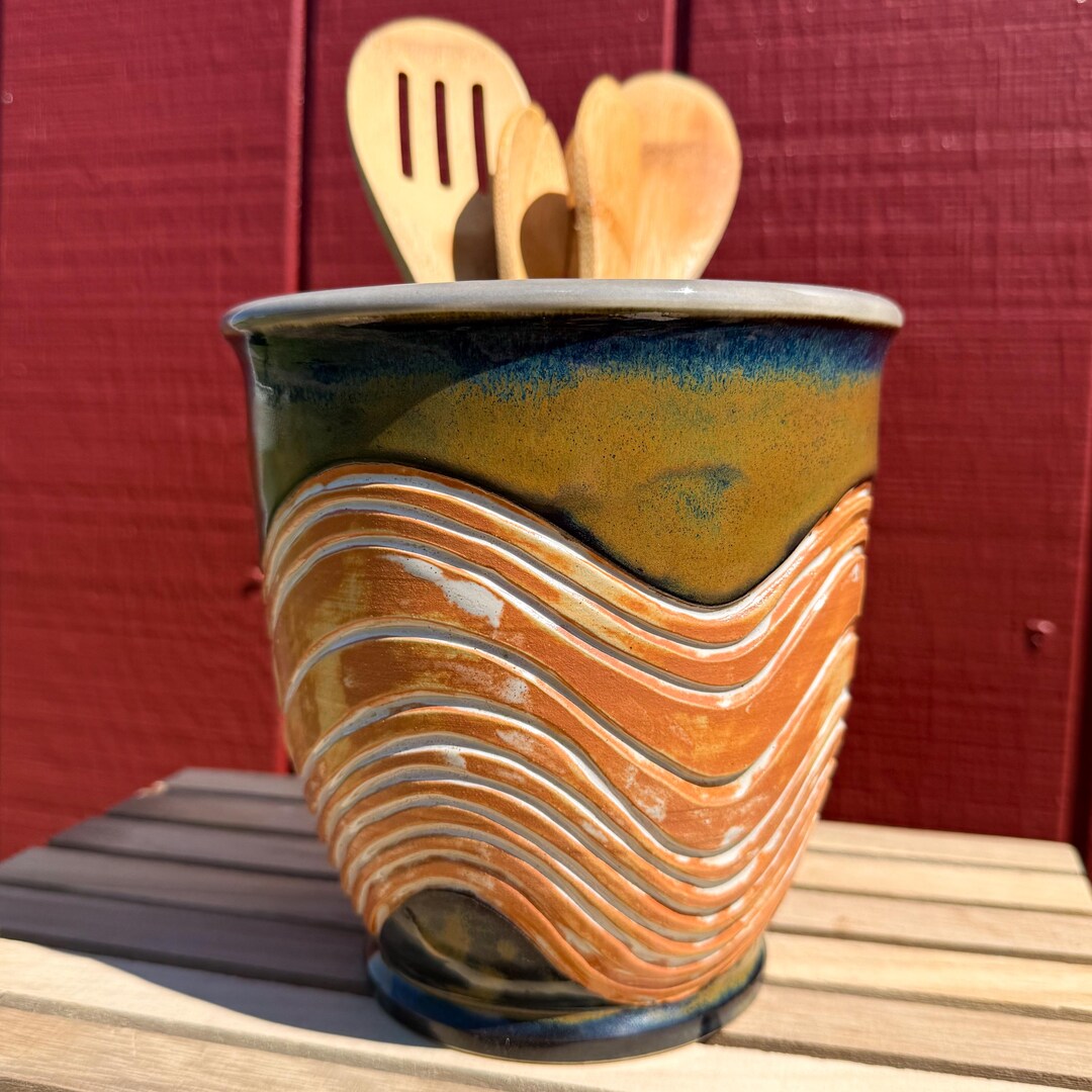Ceramic Handcarved Kitchen Croc | Ceramic Utensil Holder | Handmade ...