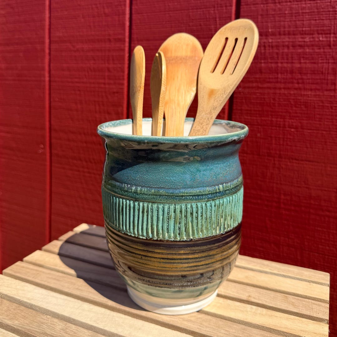 Ceramic Blue Kitchen Croc | Ceramic Utensil Holder | Handmade Ceramic ...