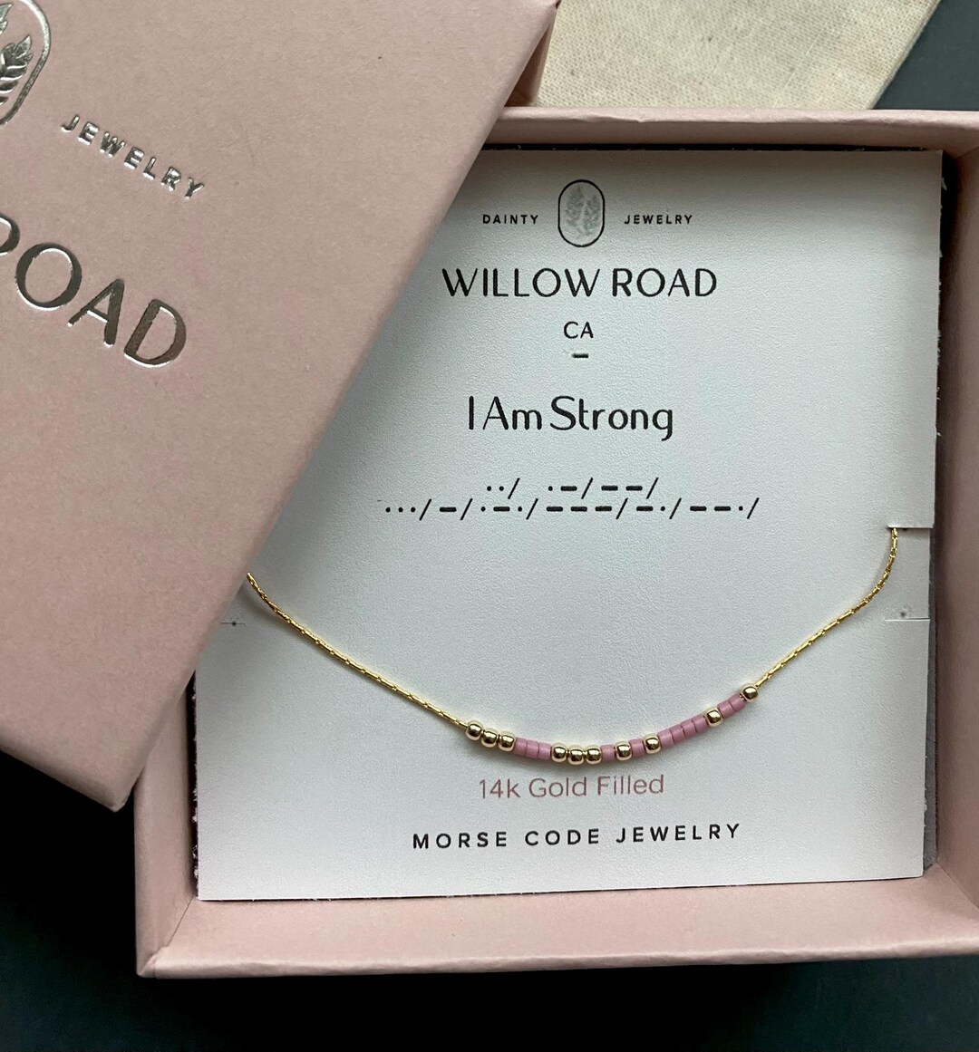 I Am Strong Morse Code Necklace, Hidden Message Strength Necklace ...