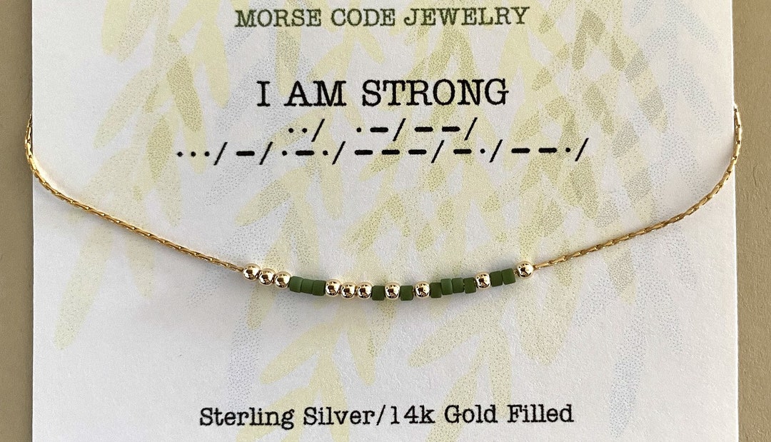 I Am Strong Morse Code Necklace, Strength Necklace, Hidden Message ...