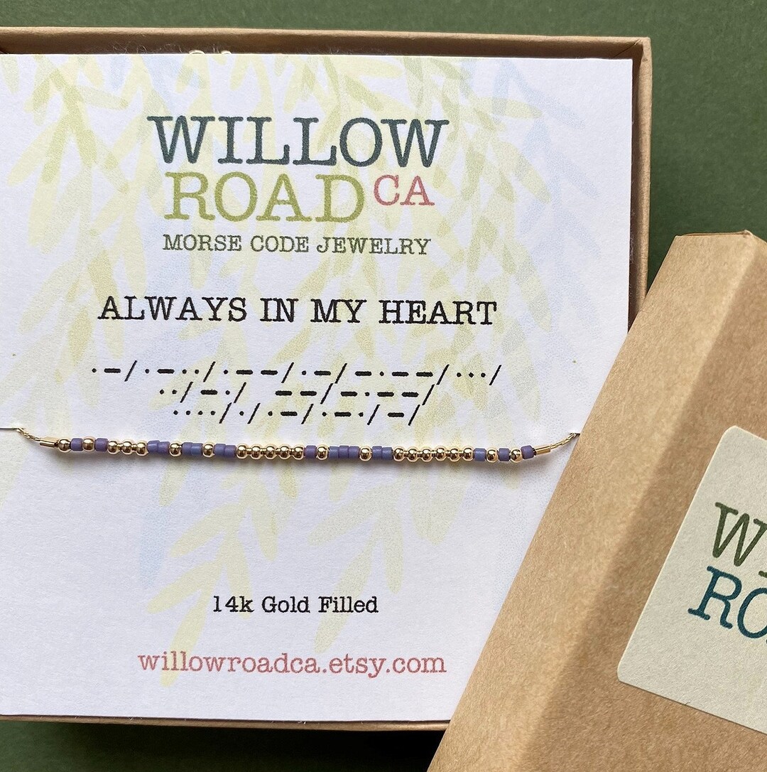Always in My Heart Morse Code Bracelet on Dainty Chain, Memorial ...