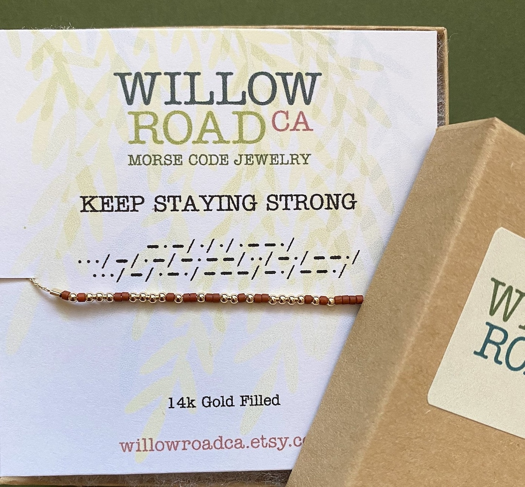 I Am Strong Morse Code Bracelet, Dainty Gold or Silver Chain With ...