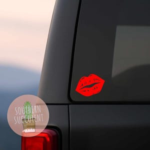 Lipstick Kiss Vinyl Decal - Kiss Mark Sticker - Flirty Feminine Car or ...