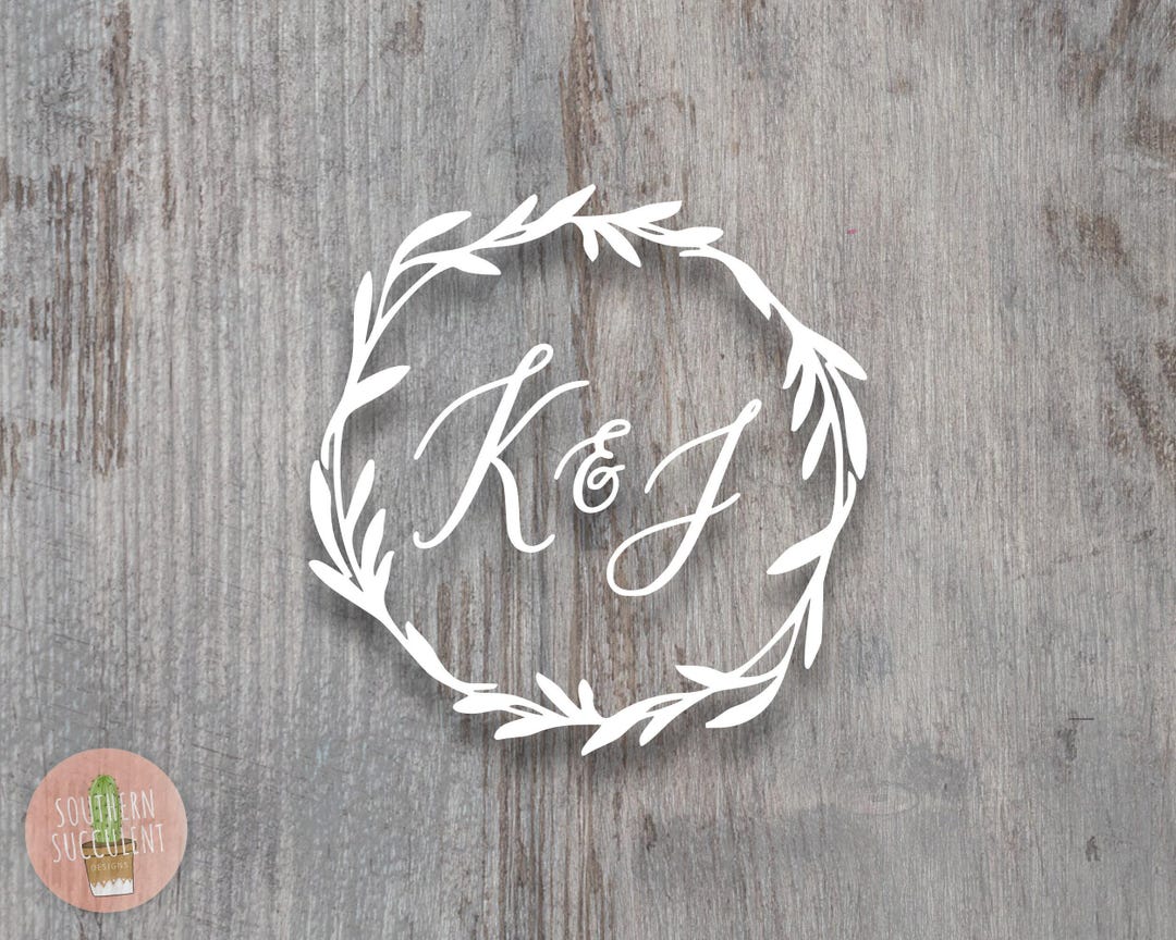 Custom Couple's Initials Wreath Decal - Couples Monogram Decal ...