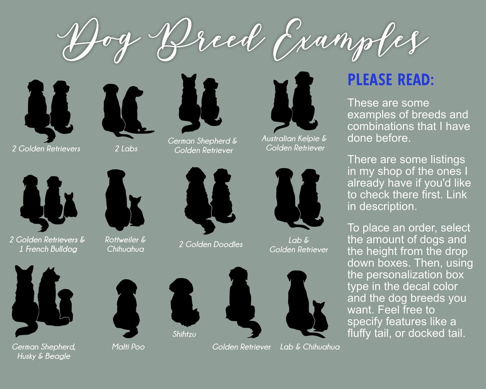 Custom Dog Breed Silhouette Decal Dog Decal Custom Any - Etsy