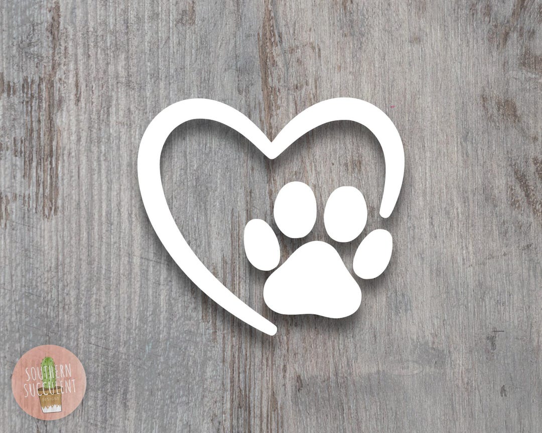 Heart Paw Print Decal - Dog Sticker - Cute Decal - Simple - Car Truck ...
