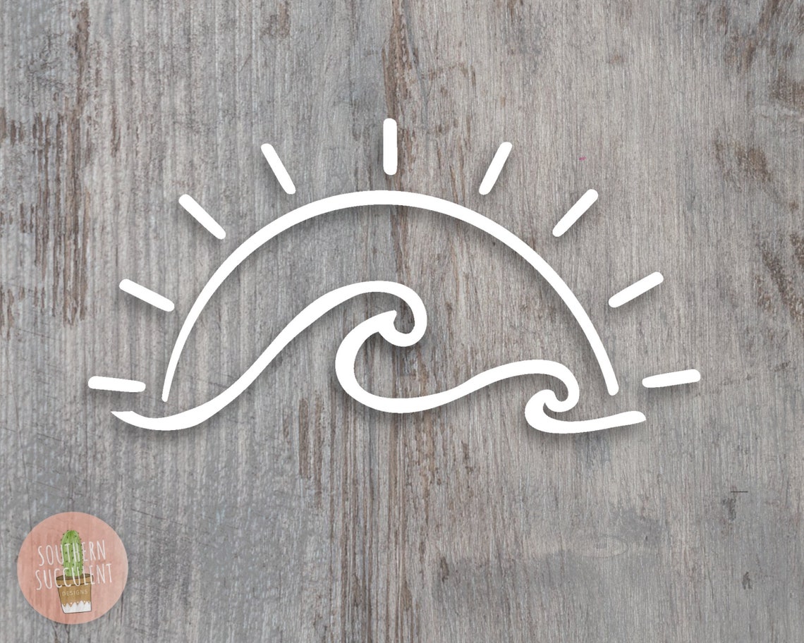 Wave Decal Sun Decal Wave and Sun Decal Beach Decal - Etsy