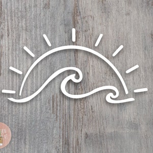 Wave Decal Sun Decal Wave and Sun Decal Beach Decal Ocean Sticker Car ...