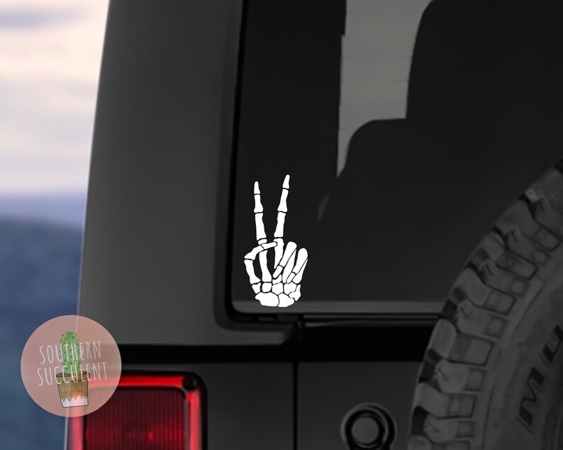 Peace Skeleton Hand Vinyl Decal Sticker Peace Out World - Etsy