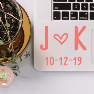 Custom Couple's Initials With Date Decal Couples Decal Wedding Decal ...