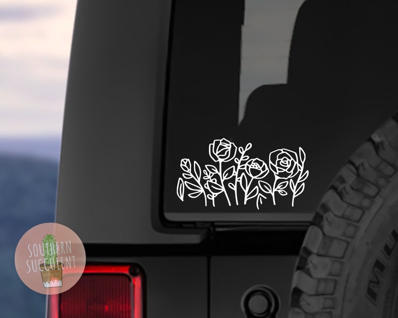 Wildflower Car Decal Boho Car Decal Plant Car Decal - Etsy