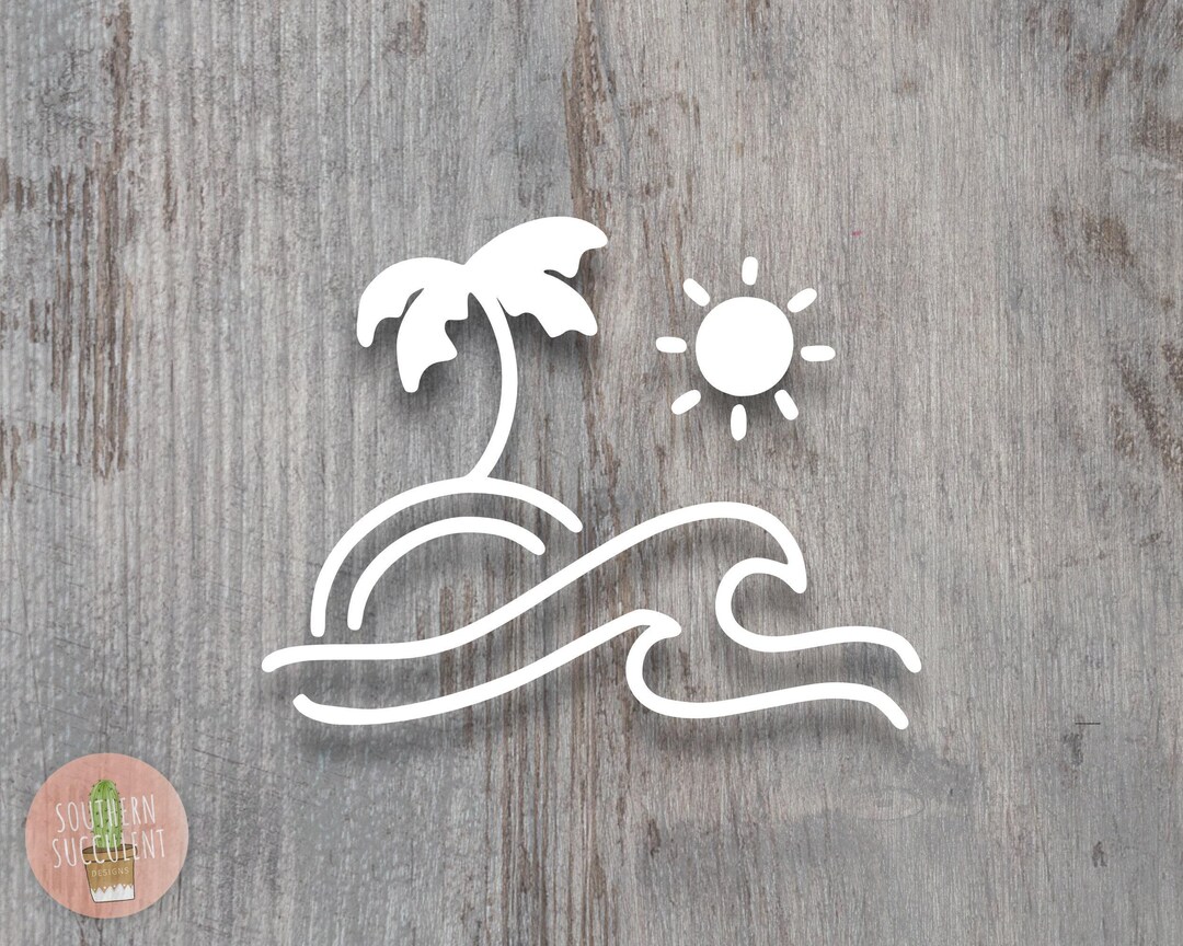 Beach Decal - Sun Decal - Wave and Sun Decal - Wave Decal - Ocean ...