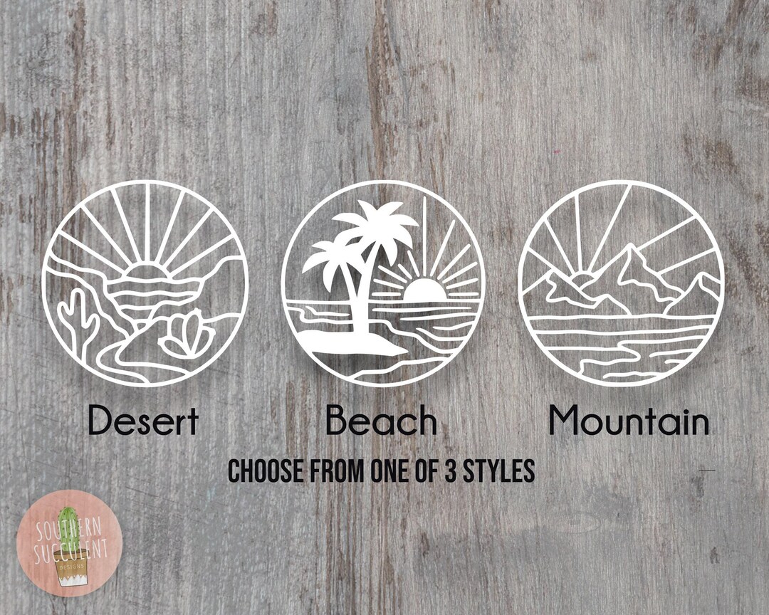 Mountain Sunset Decal - Beach Sunset Decal - Desert Sunset Sticker ...