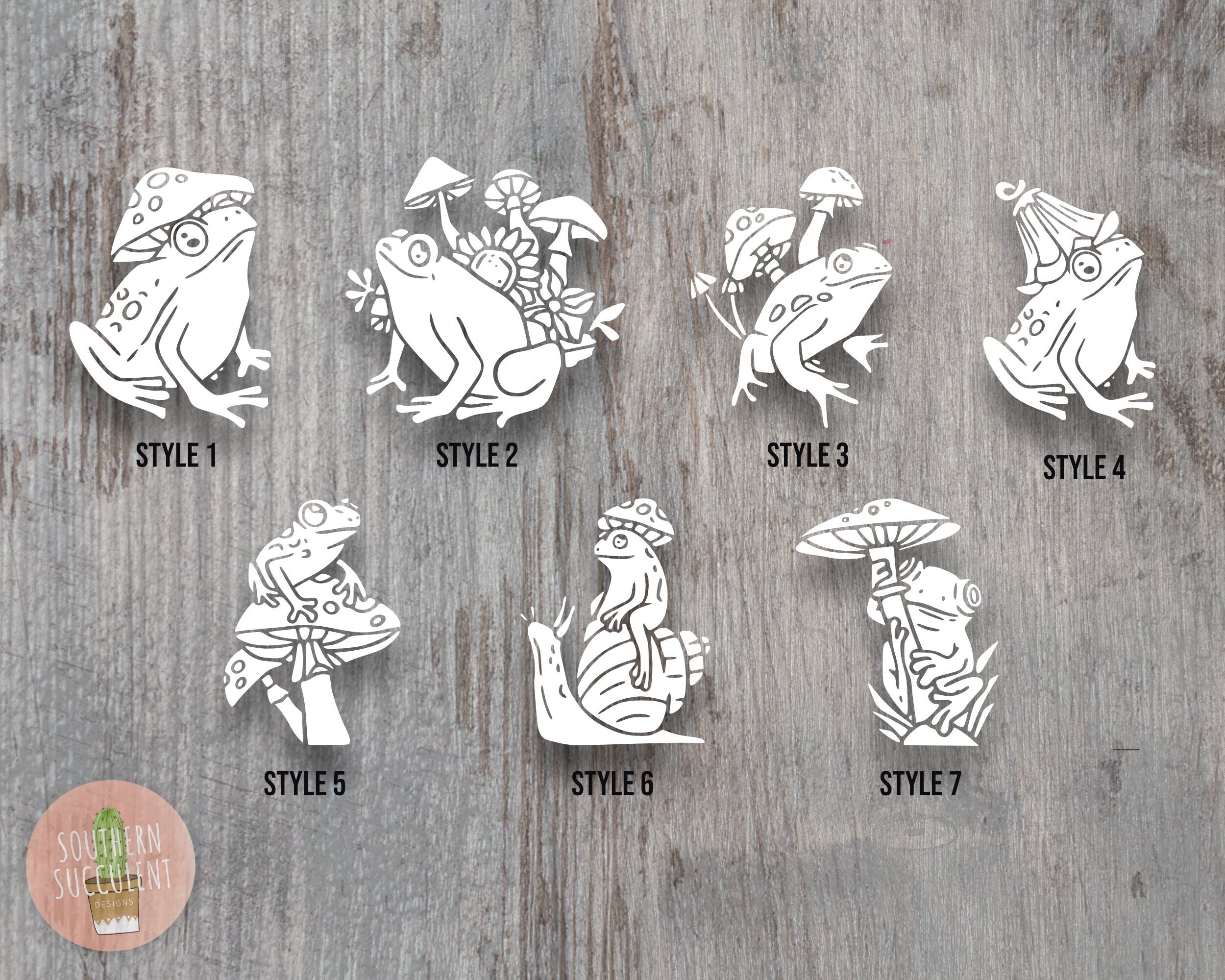 Cute Garden Frogs Vinyl Decals Frog Wearing Mushrooms Frog - Etsy