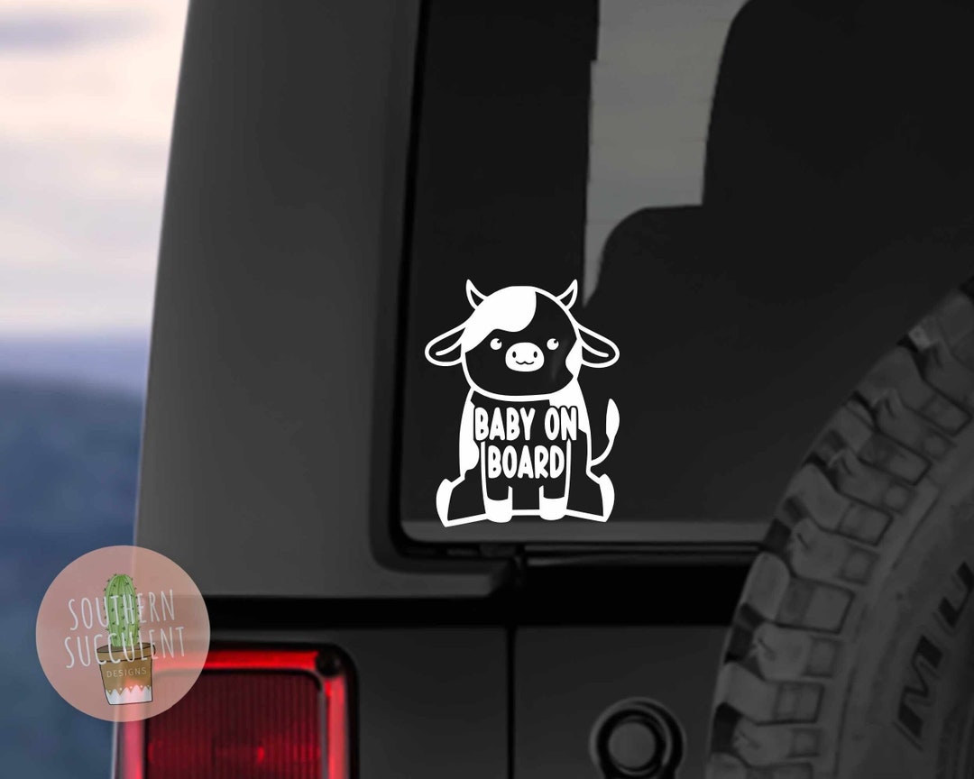 Cow Baby on Board Decal Car Decal Kids on Board Newborn Gift Newborn ...