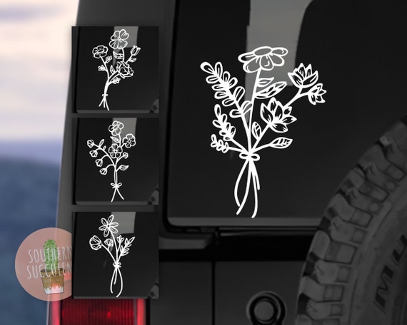 Flower Bouquet Decal Flower Car Decal Boho Car Decal | Etsy