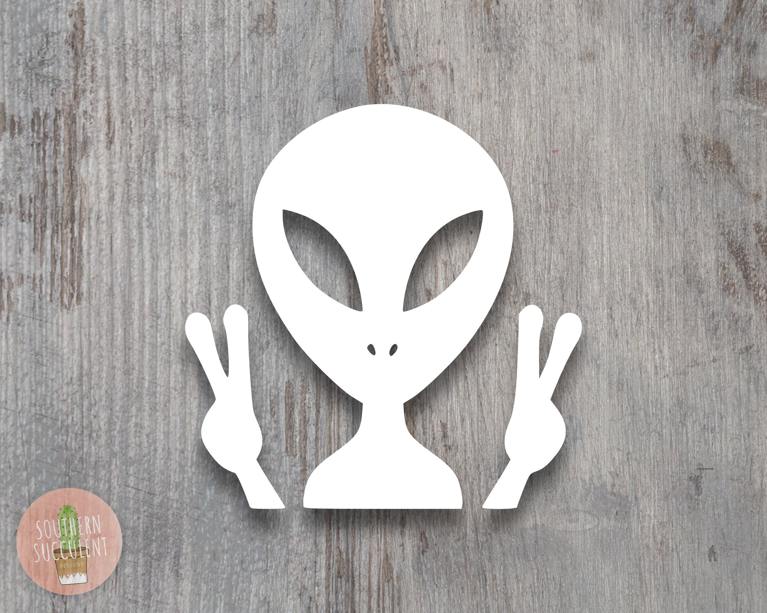 Holographic Alien Sticker Holographic UFO Alien Peace | Etsy