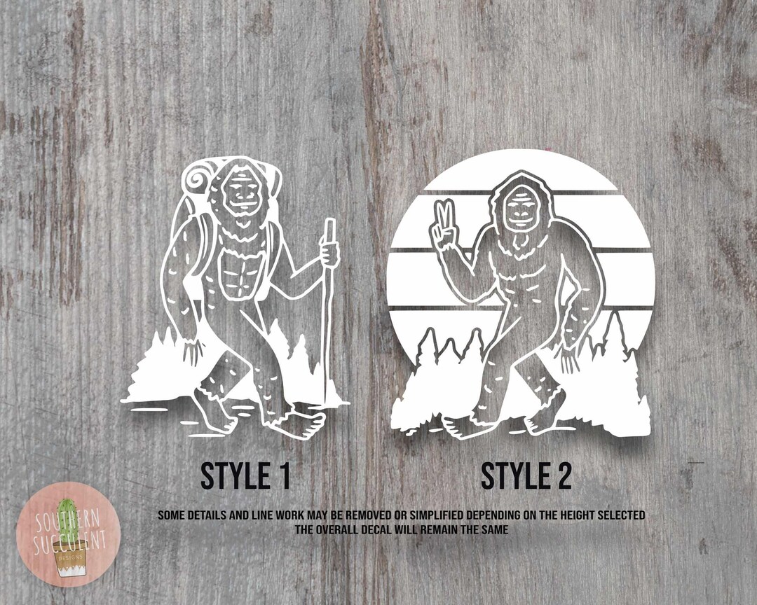 Bigfoot Mountain Decal - Sasquatch Peace Decal - Bigfoot Hiking Sticker ...