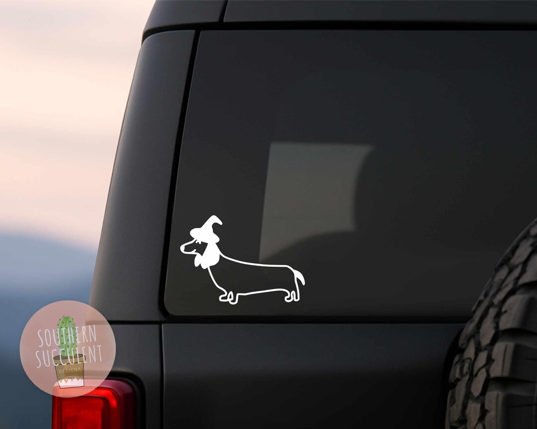 Witch Hat Wiener Dog Decal - Cute Halloween Dachshund Sticker - Fall ...