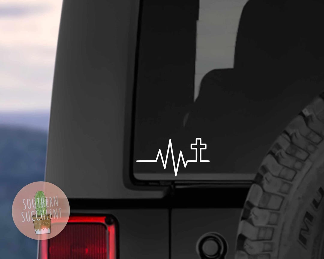 Cross Heart Beat Decal - Faith Decal - Cross Sticker - Laptop Sticker ...