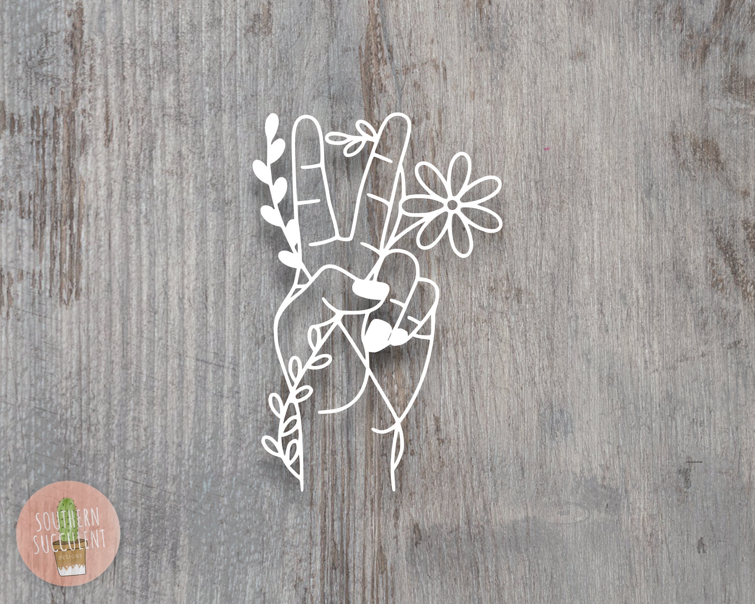 Peace Hand With Flowers Decal Peace Sign Decal Trendy - Etsy