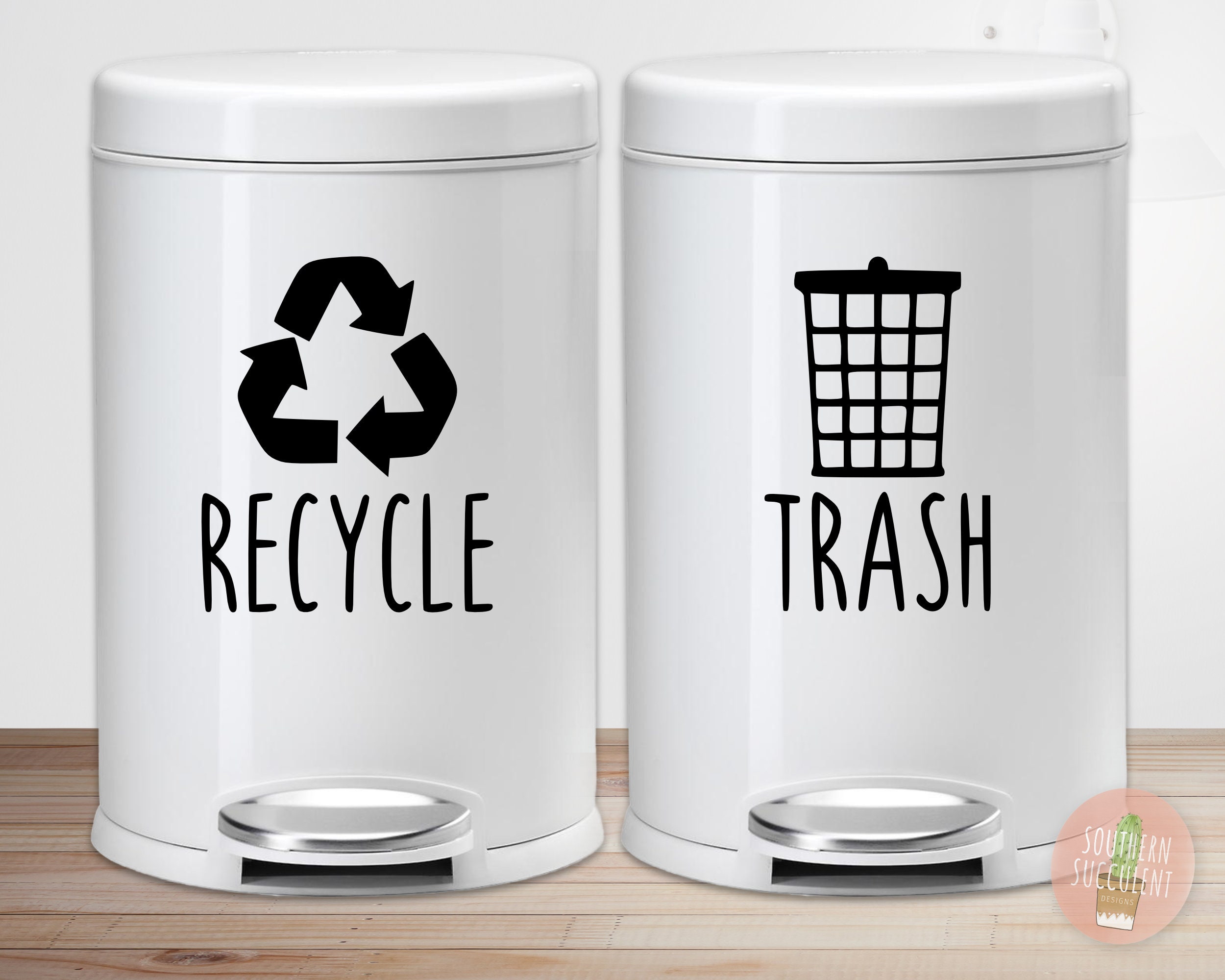 Recycle and Trash Bin Decals Trash & Recycle Sticker - Etsy