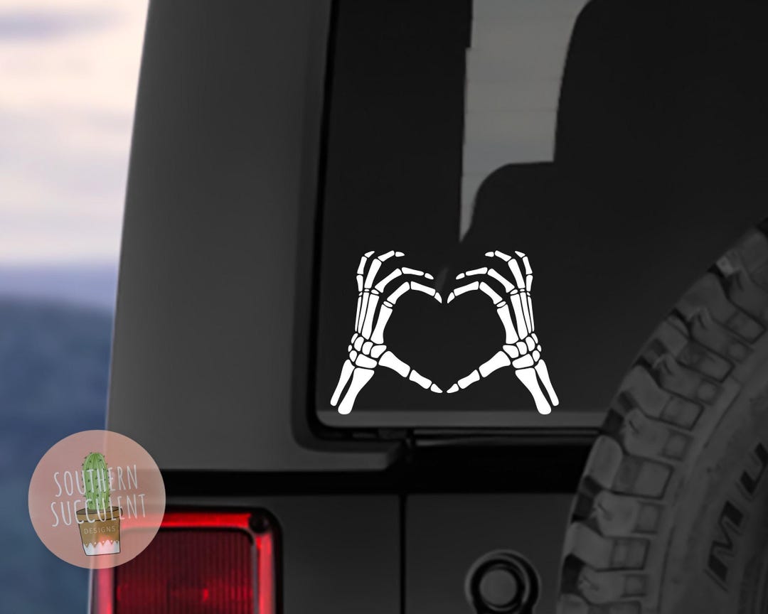 Heart Hands Skeleton Vinyl Decal Sticker - Heart Shaped Hands - Decal ...