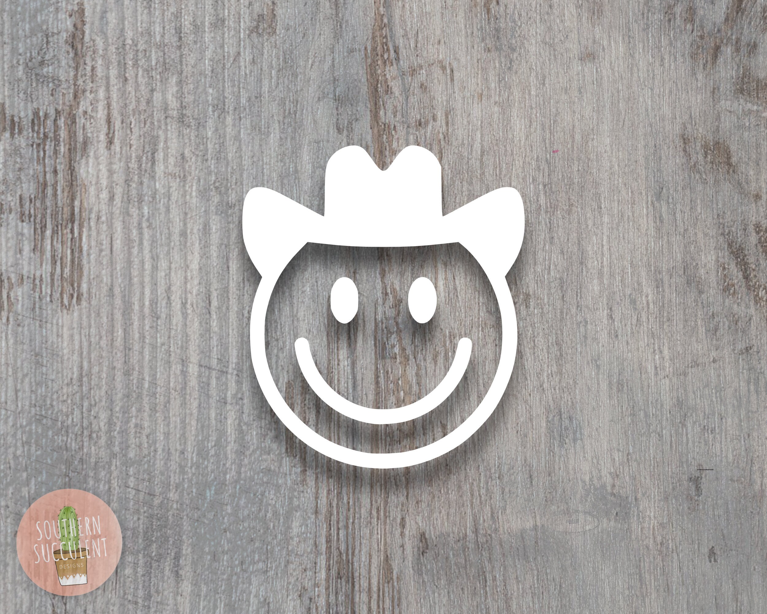 Cowboy Smiley Face Decal Smiley Face Howdy Decal Happy - Etsy